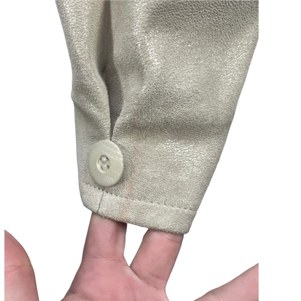 Danier Ivory Gold Shimmer Neutral Leather Jacket Sz 2… - Gem